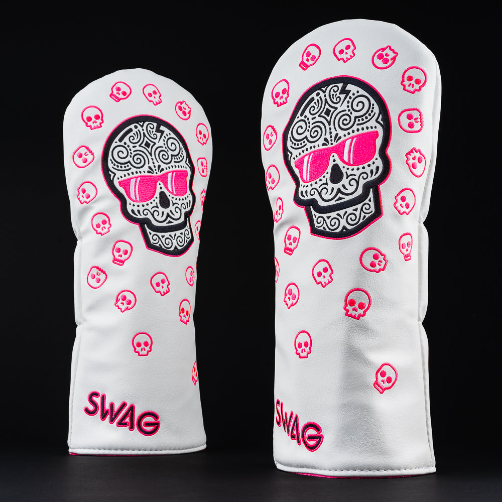 Sugar Skull White & Pink Driver Cover